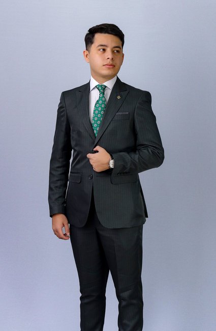 Terno Verde Musgo Slim - Risca de Giz - Super Poliéster - Linha Premium ...